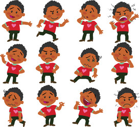 Cartoon character black boy angry Royalty Free Vector Image