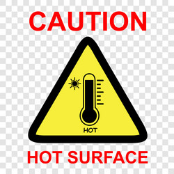 Simple sign caution hot surface at transparent Vector Image
