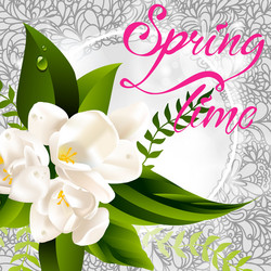 Fresh spring background with white flowers Vector Image