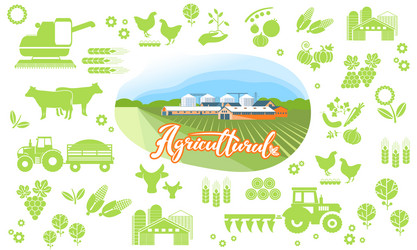 Big set with farm animals and pets Royalty Free Vector Image