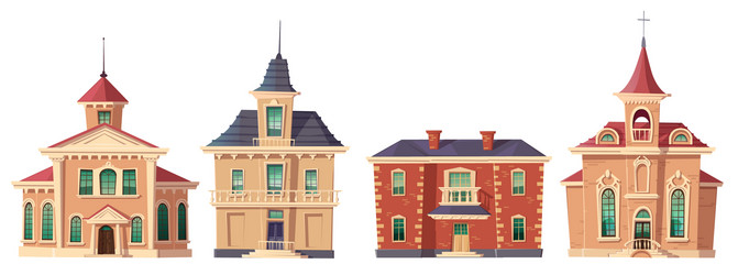 Urban retro colonial style building cartoon Vector Image