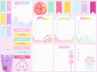 Cute sticky note papers printable set scrapbook Vector Image