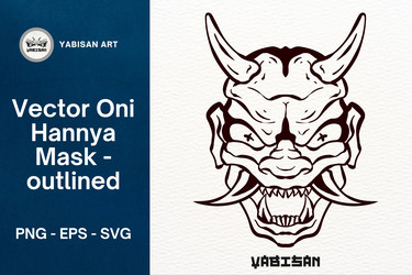 Oni hannya mask art set - outlined Royalty Free Vector Image