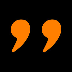 Text quote sign orange icon on black background Vector Image
