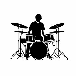 Drummer black icon on white background Royalty Free Vector
