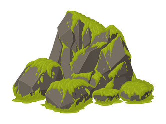 Cartoon pavement moss plants creeps on pavement Vector Image