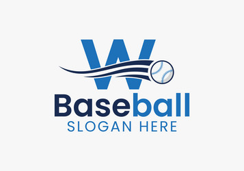 Letter w baseball logo concept with moving Vector Image