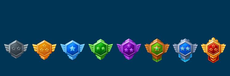Game rank badges set isolated on background Vector Image