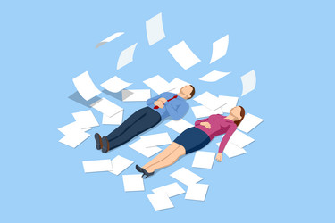 Isometric businessman lying down beside low Vector Image