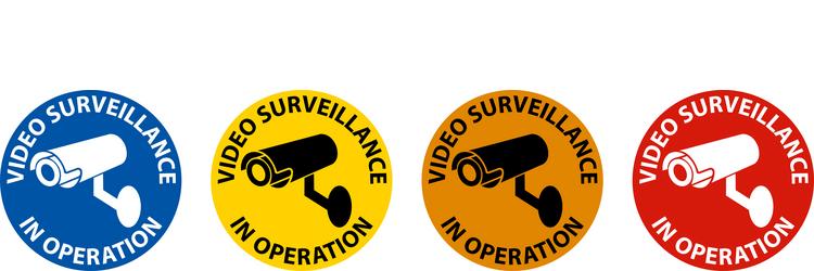 Warning video surveillance in operation sign Vector Image