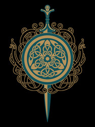 Viking celtic design sword Royalty Free Vector Image