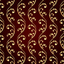 Red gold floral seamless pattern background Vector Image