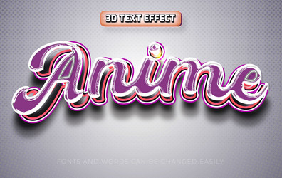 Anime 3d editable text effect style Royalty Free Vector