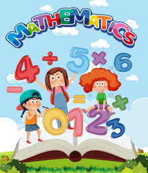 Children cartoon character with math and number Vector Image