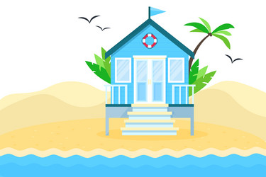 Cartoon beach house Royalty Free Vector Image - VectorStock