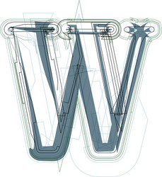 Font letter w Royalty Free Vector Image - VectorStock