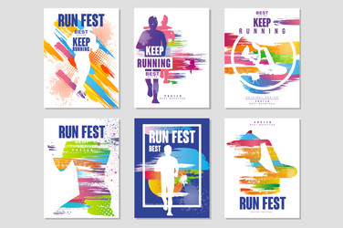 Run fest posters set sport and competition Vector Image