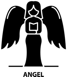 Angel icon black sign with editable Royalty Free Vector
