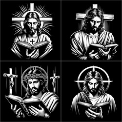 Jesus christ cross praying Royalty Free Vector Image