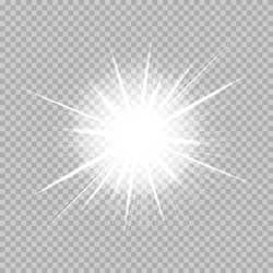 Light sparkle isolated effect with rays Royalty Free Vector