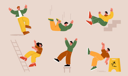 Technician step ladder safety cartoon Royalty Free Vector