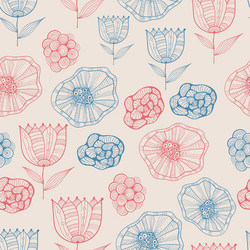 Seamless doodle floral pattern Royalty Free Vector Image