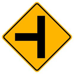Warning signs offset road junction left and right Vector Image