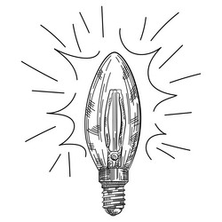 Hand-drawn retro light bulb sketch vintage-style Vector Image