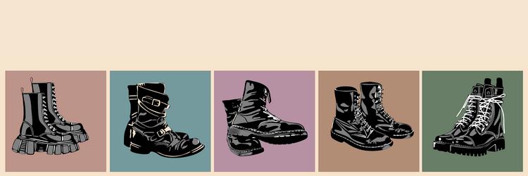 Set of different modern leather boots Royalty Free Vector