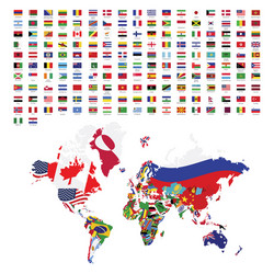 Earth globe with all flags Royalty Free Vector Image