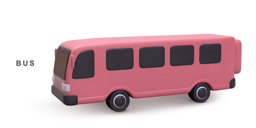 3d realistic set bus on white background Vector Image