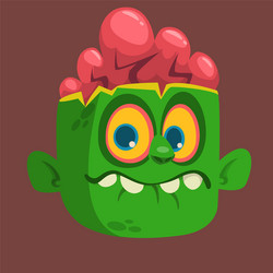 Cute happy zombie head cartoon character Vector Image