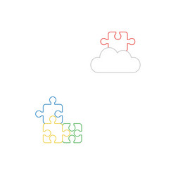 Icon concept three puzzle pieces connected Vector Image