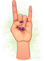 Rock and roll hand gesture cartoon Royalty Free Vector Image