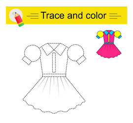 Trace and color for children preschool worksheet Vector Image