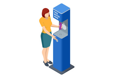 Isometric drinking water filling station refill Vector Image