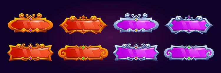 Medieval golden buttons ui game menu elements Vector Image