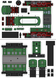 Paper model of a green bus Royalty Free Vector Image