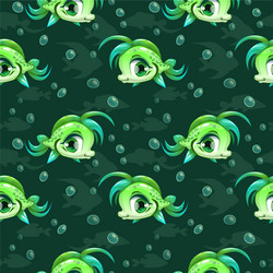 Cute cartoon pink girl fish Royalty Free Vector Image