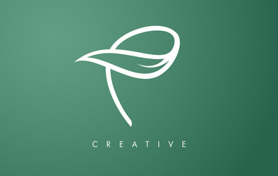 P letter logo with monogram leaf concept in black Vector Image