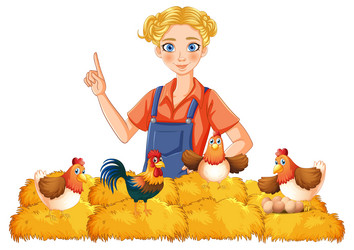 Cartoon farmer with hay cart Royalty Free Vector Image