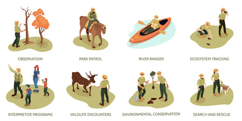 Forest ranger icon set Royalty Free Vector Image