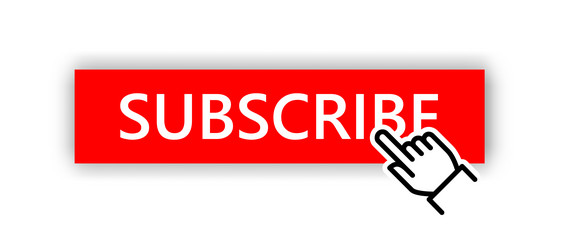 Subscribe web site red button with hand finger Vector Image