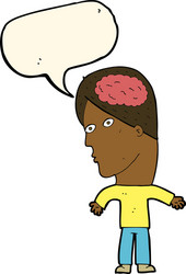 Cartoon man with brain symbol speech bubble Vector Image