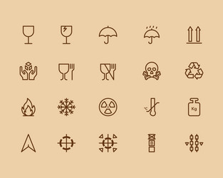 Packaging symbols set cargo icons Royalty Free Vector Image