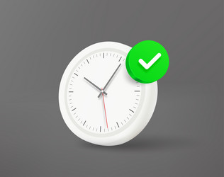Classic clock icon with checkmark 3d Royalty Free Vector