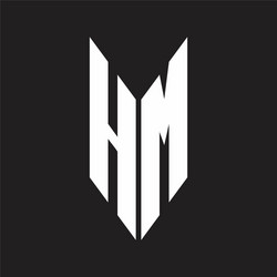 Hm logo monogram with shield shape isolated blue Vector Image