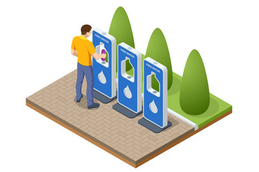 Isometric drinking water filling station refill Vector Image