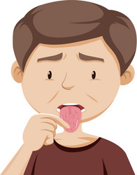 Old woman having dry mouth Royalty Free Vector Image