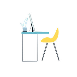 Flat cartoon computer monitor on work desk Vector Image